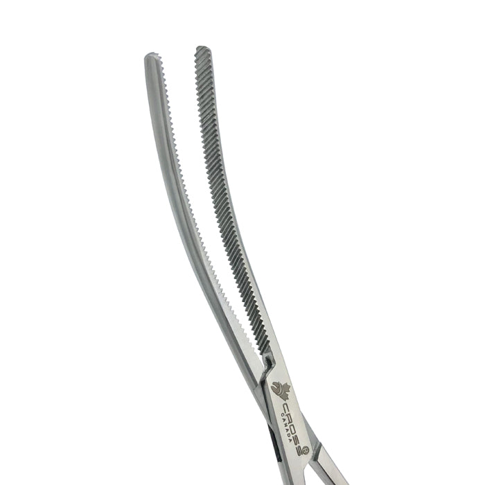 Doyen Intestinal Forceps, 7" (18cm), Curved, Diagonal Serrations
